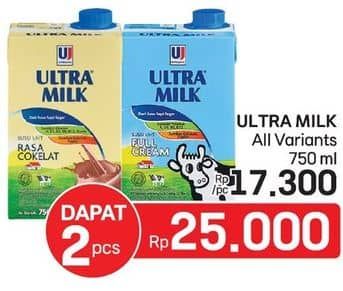Harga Ultra Milk Susu UHT Full Cream 125 ml hari ini Minggu, 25 Jan ...
